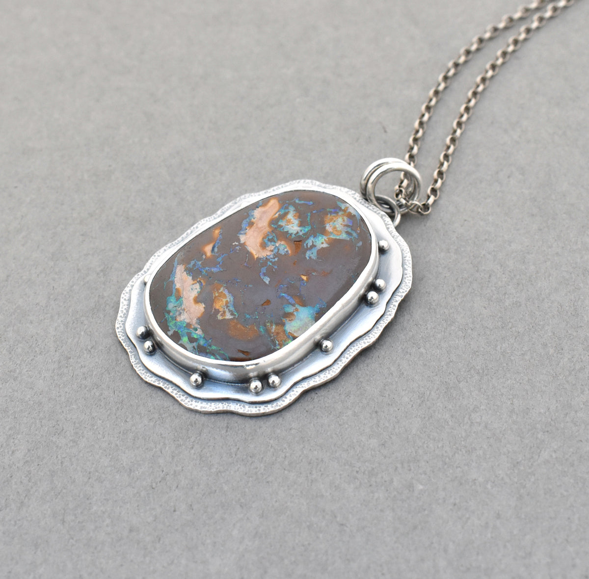 Boulder Opal Pendant. Layered Textured Bits of Light. – Sundown Designs ...